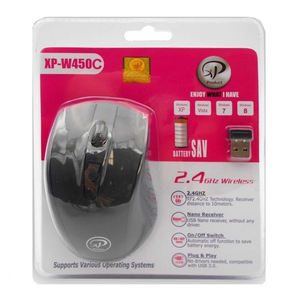 موس بیسیمXP مدل XP-W450 - متین جانبی