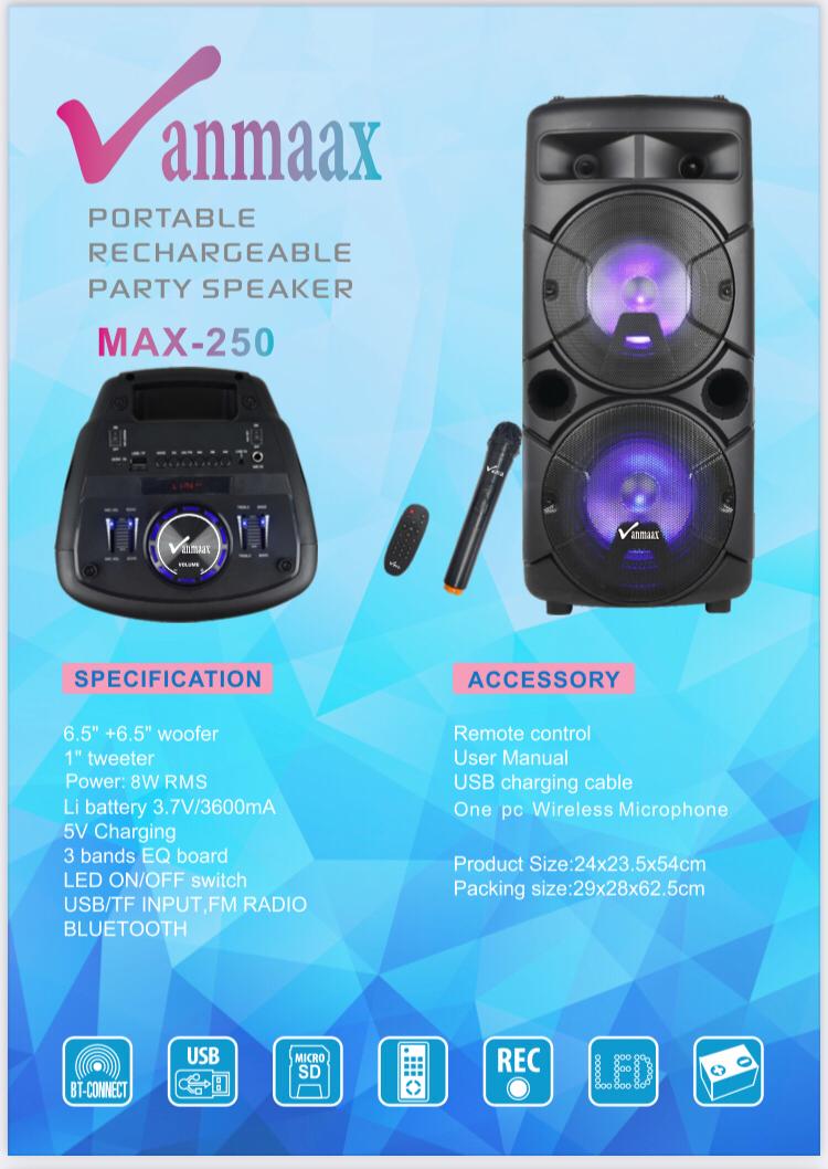 اسپیکر پارتی باکس وانمکس مدل MAX-250 - متین جانبی